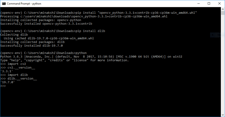 Install Opencv 3 And Dlib On Windows Python Only Learnopencv Riset
