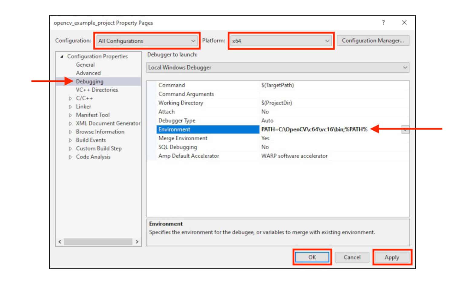 VS Set Env Variable LearnOpenCV