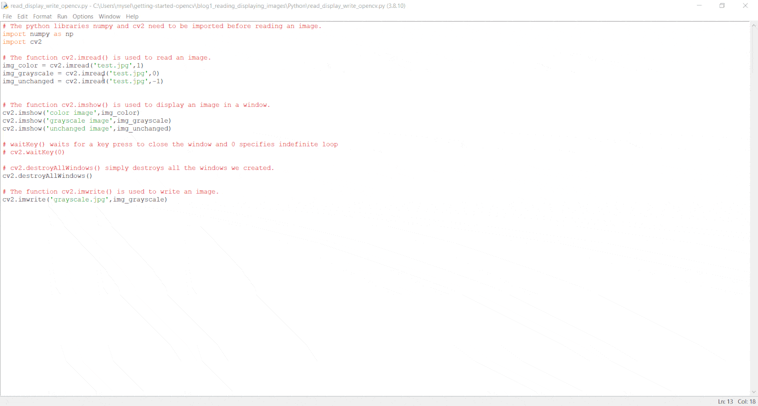 Read Display And Write An Image Using Opencv Learnopencv